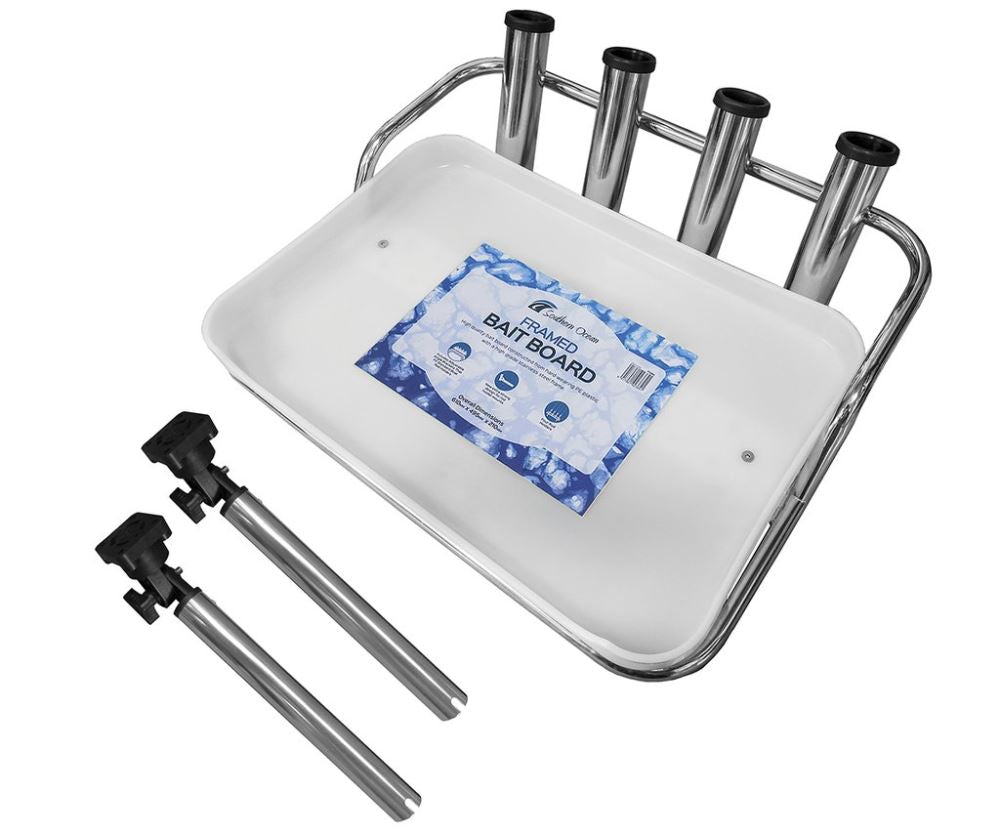 Bait Board Standard Framed with Four Rod Holders – Camp and Tackle